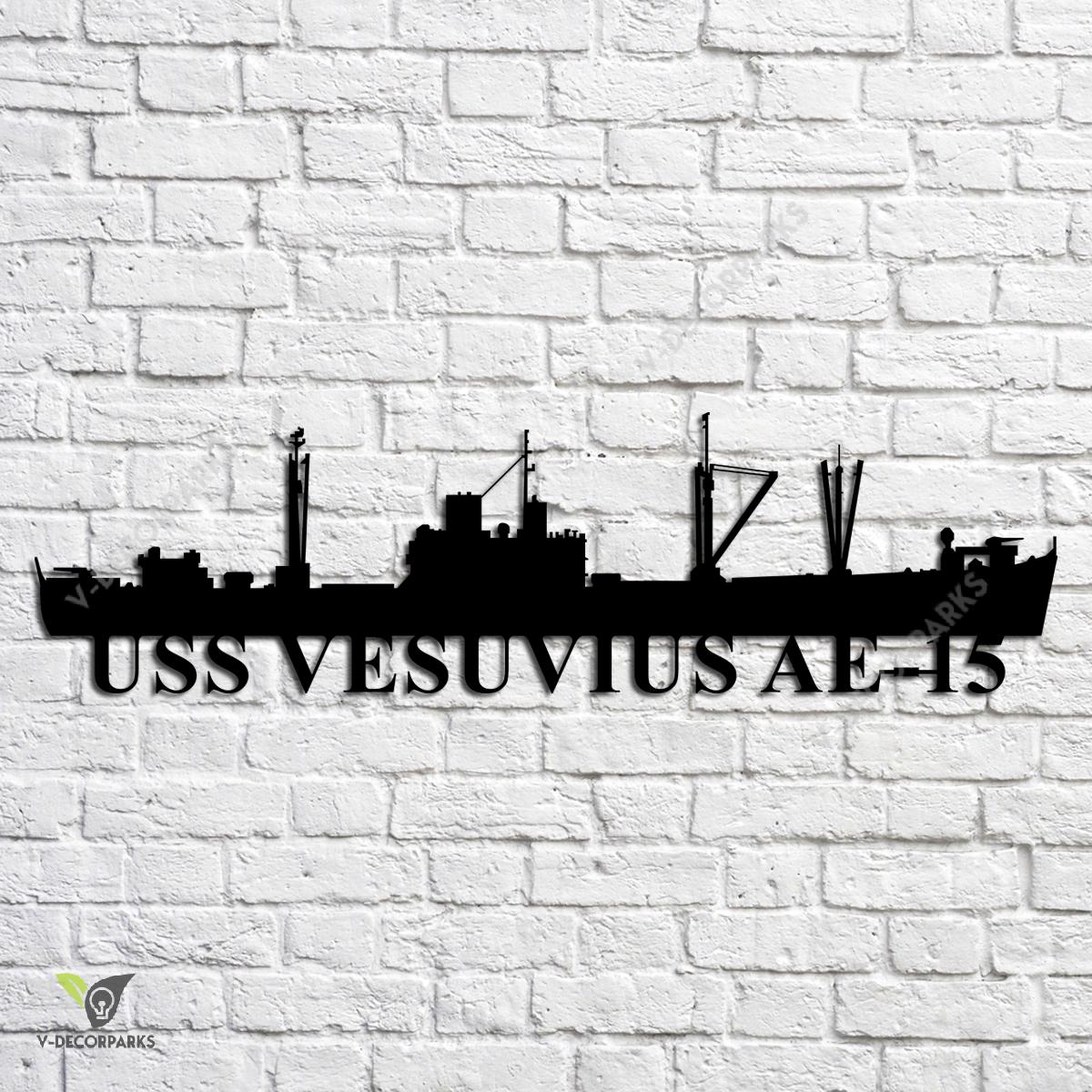 Uss Vesuvius Ae 15 Navy Ship Metal Art, Navy Ships Silhouette Metal ...