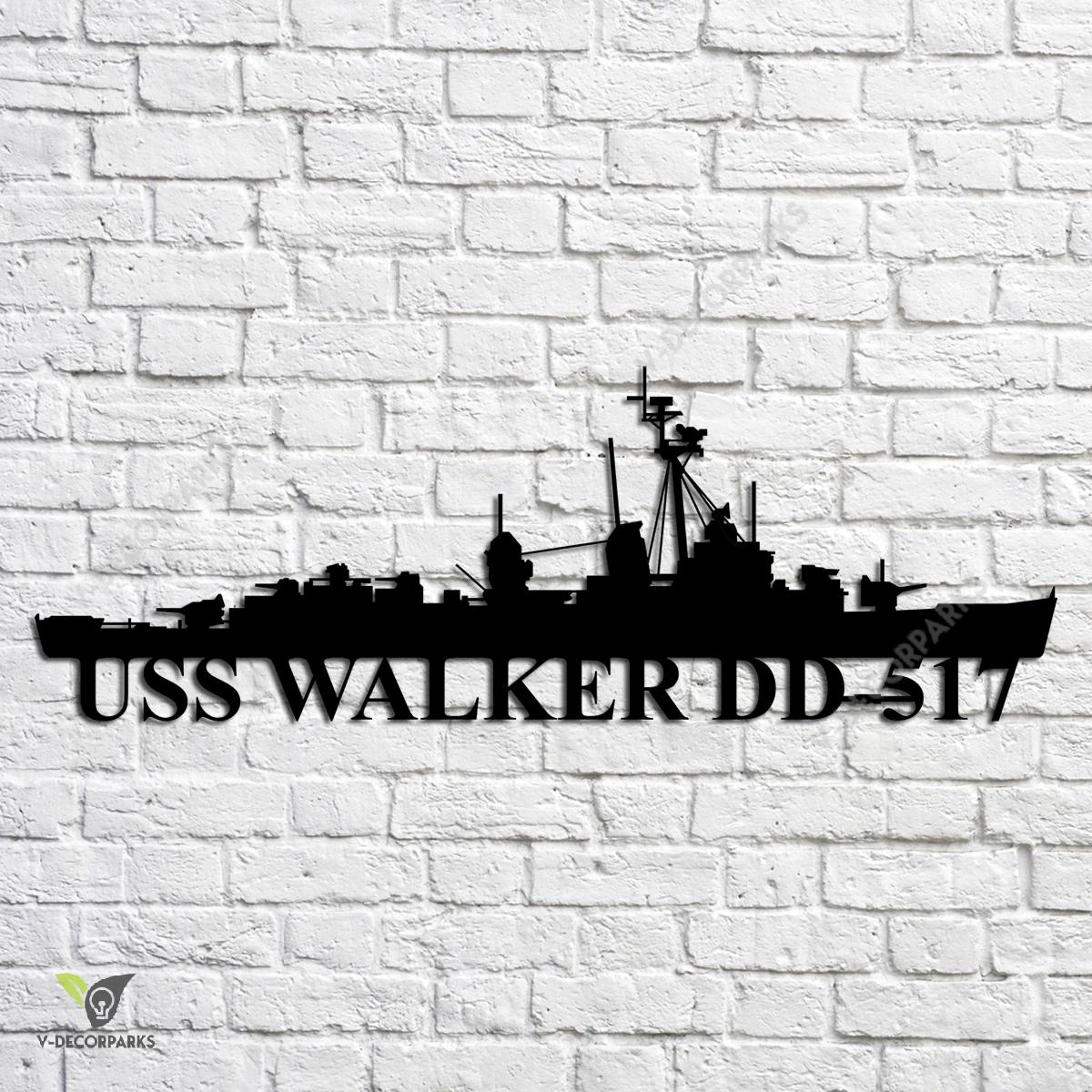 Uss Walker Dd-517 Navy Ship Metal Art, Navy Ships Silhouette Metal Gift ...