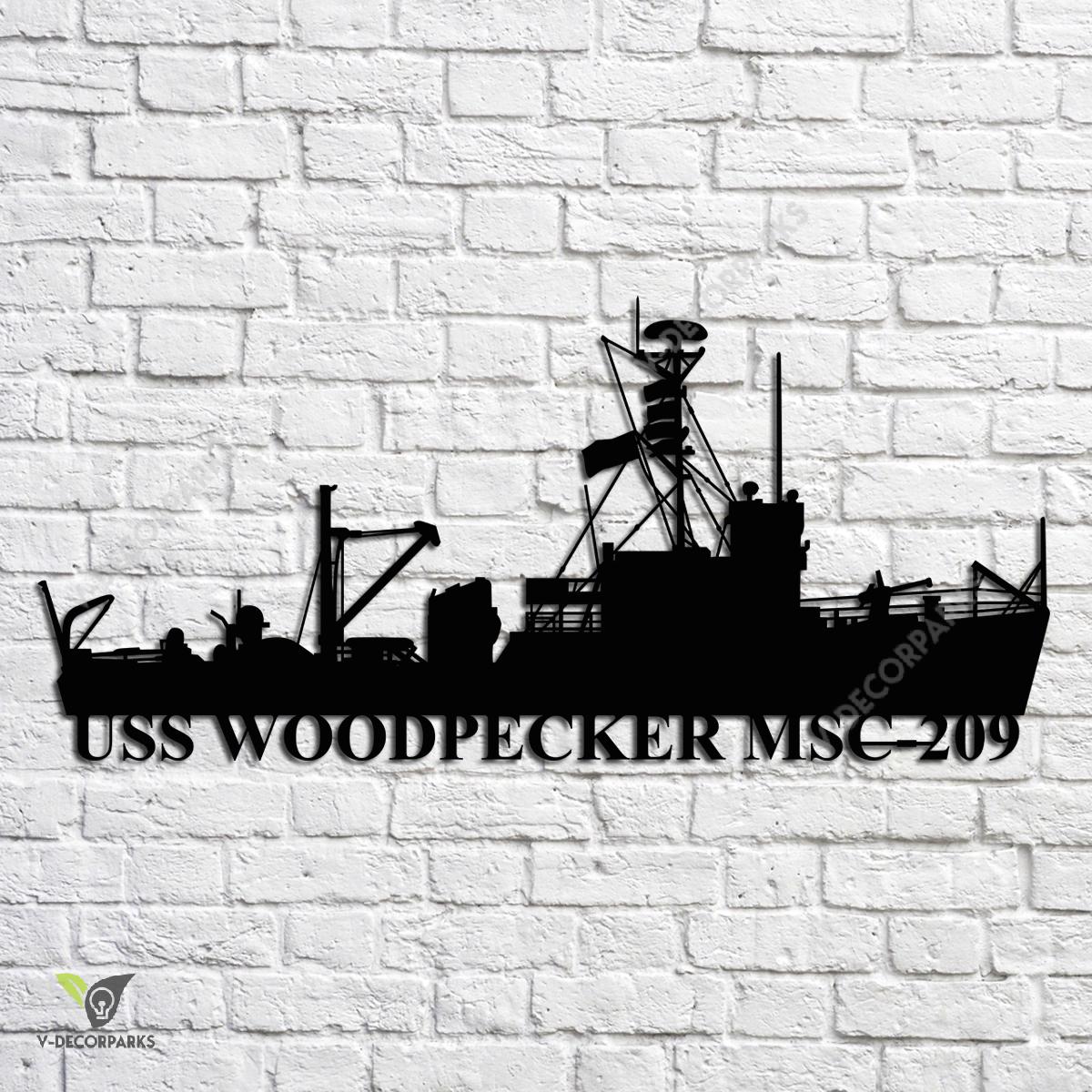 Uss Woodpecker Msc-209 Navy Ship Metal Art, Navy Ships Silhouette Metal ...