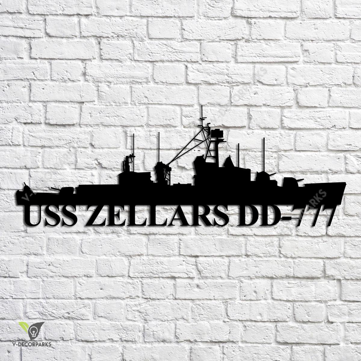 Uss Zellars Dd-777 1960s Navy Ship Metal Art, Navy Ships Silhouette ...