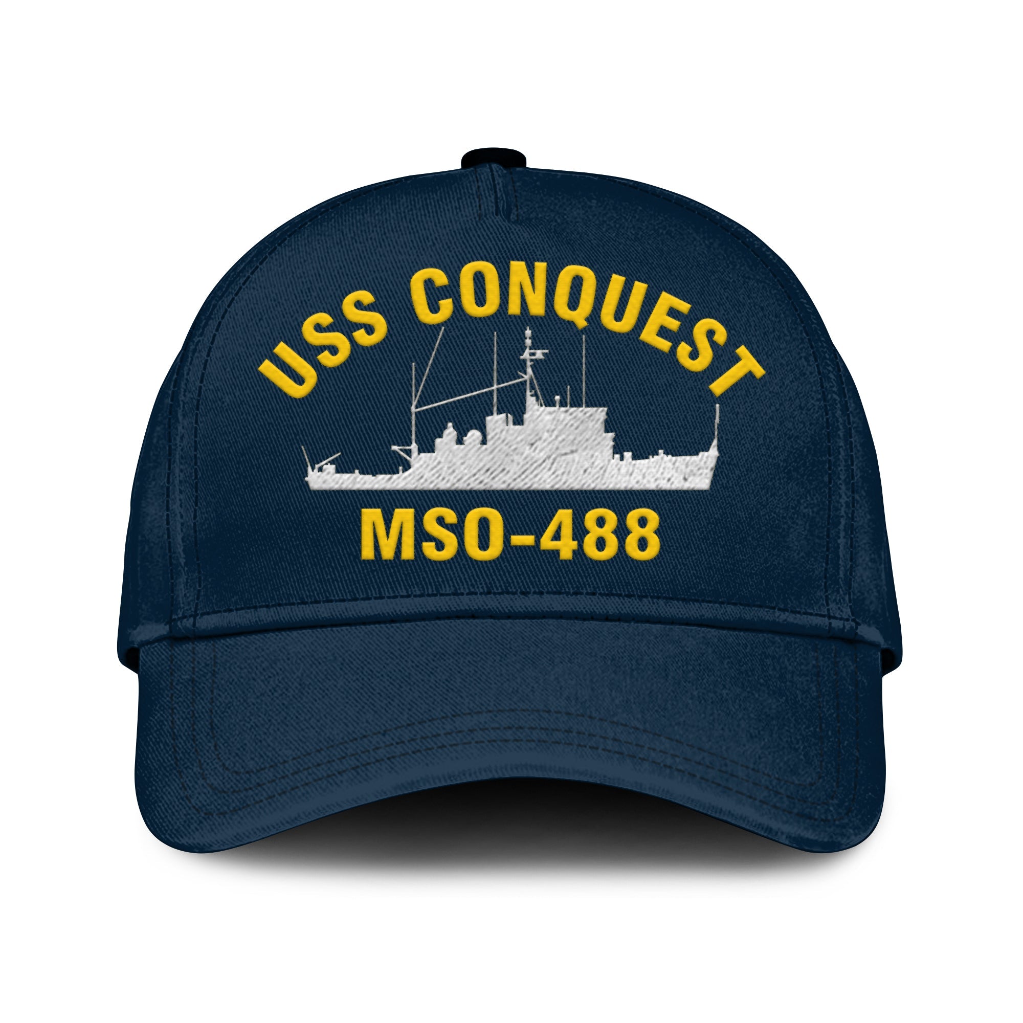 Uss Conquest Mso-488 Classic Cap, Custom Print/embroidered Us Navy ...