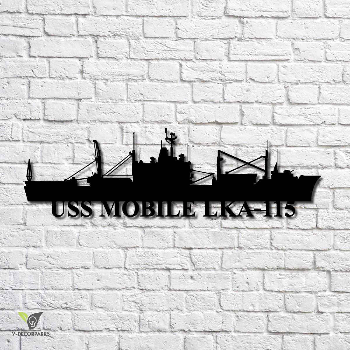 Uss Mobile Lka-115 Navy Ship Metal Art, Gift For Navy Veteran, Navy ...