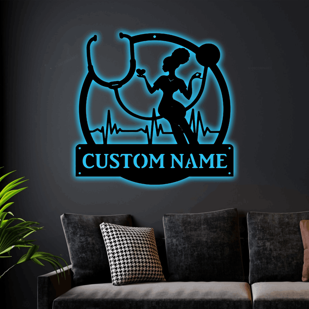 Untitled Personalized Nurse Sign With Led Lights, Nurse Wall Decor ...