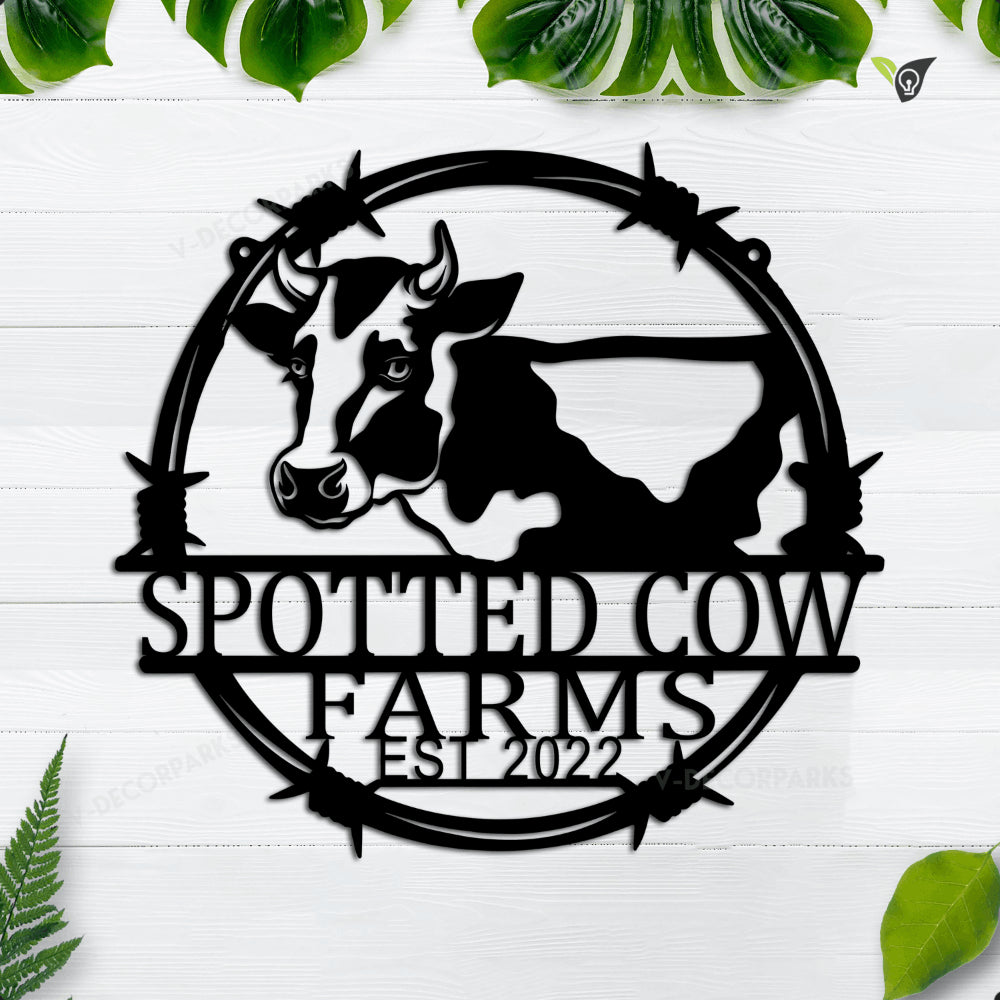 Personalized Metal Farm Sign Dairy Cow Cattle Monogram | Nalaprint