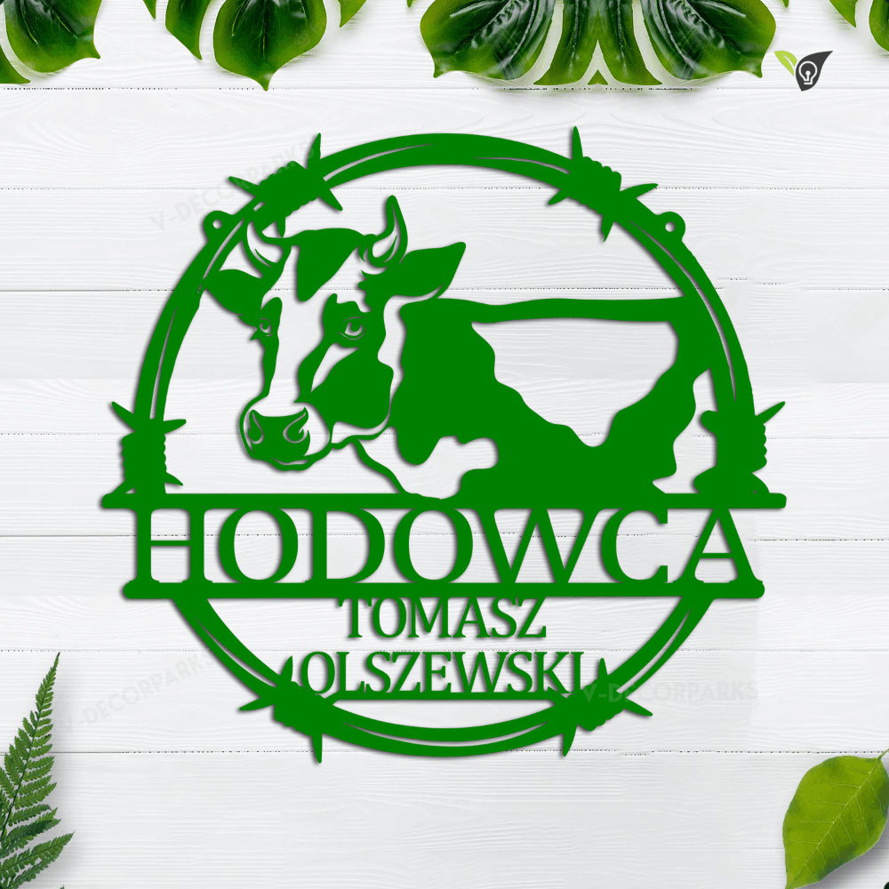 Personalized Metal Farm Sign Dairy Cow Cattle Monogram | Nalaprint