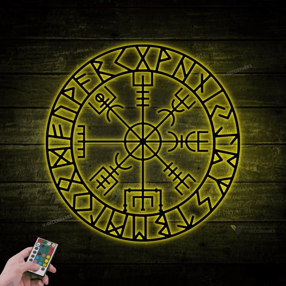 Vegvisir Rune With Led Lights- Viking Compass Norse Wayfinder Nordic ...