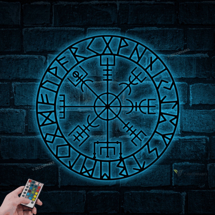 Vegvisir Rune With Led Lights- Viking Compass Norse Wayfinder Nordic ...