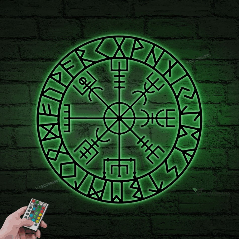 Vegvisir Rune With Led Lights- Viking Compass Norse Wayfinder Nordic ...