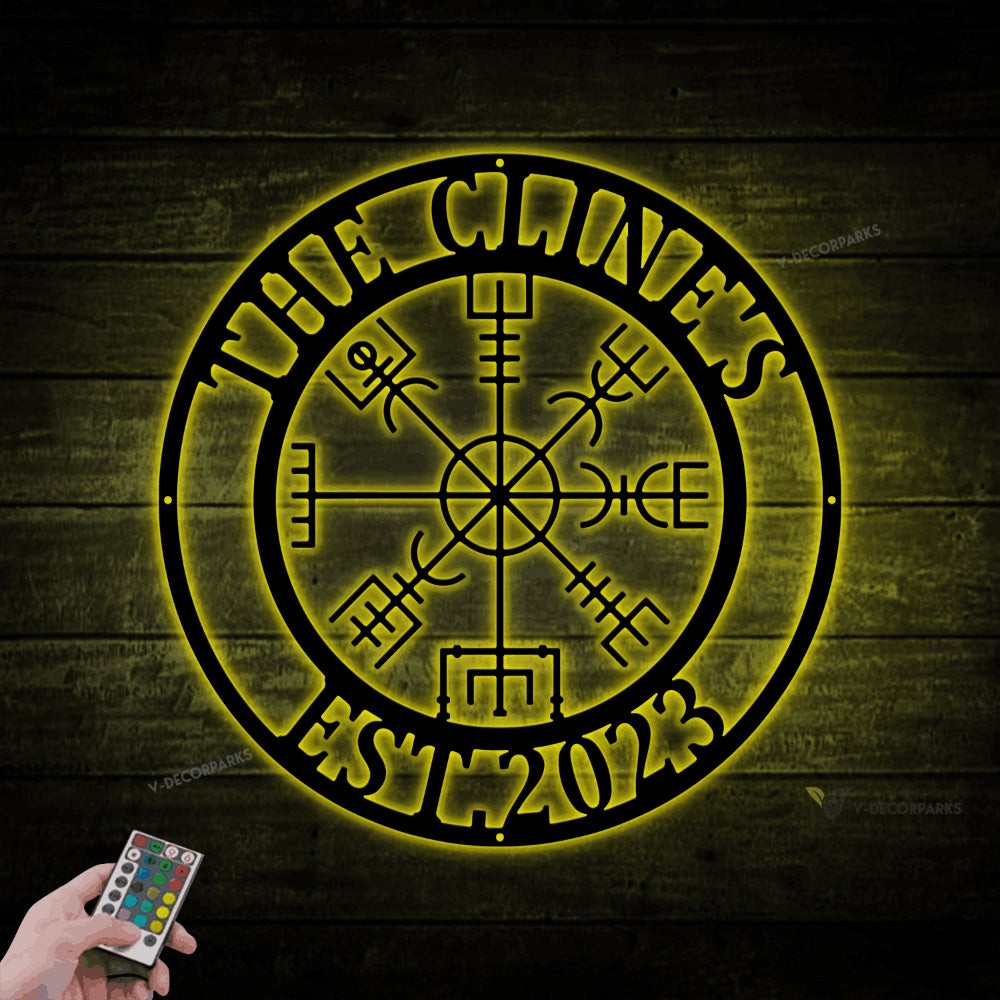 Vegvisir Rune - Viking Compass With Led Lights Norse Wayfinder Nordic ...