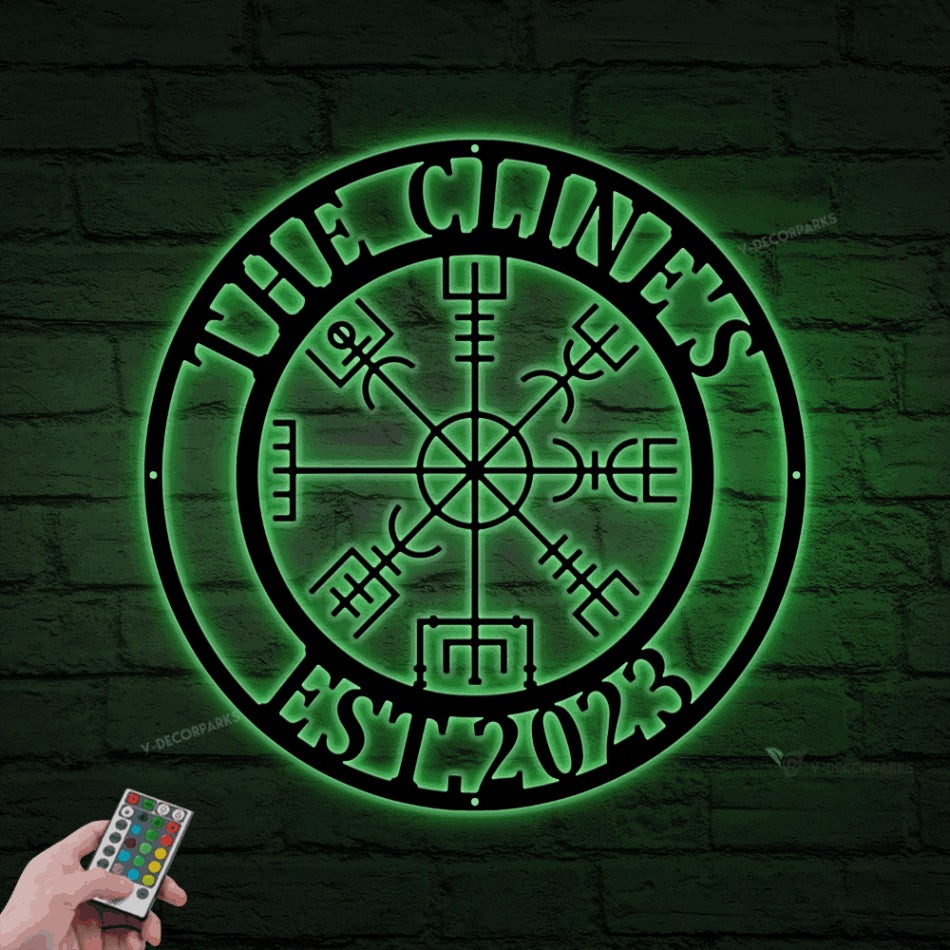 Vegvisir Rune - Viking Compass With Led Lights Norse Wayfinder Nordic ...