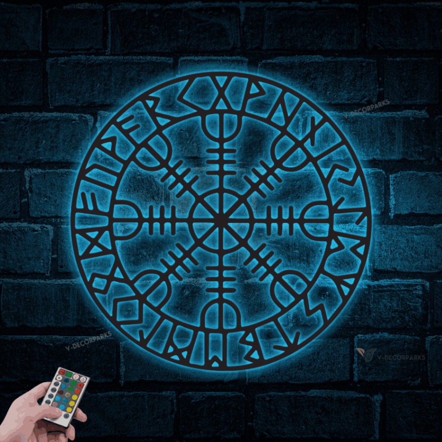 Viking Metal Sign With Led Lights, Nordic Mythology Large Decor, Old ...