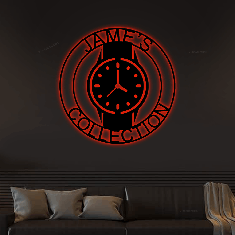 Watch Collection Sign With Led Lights, Luxury Watch Decor, Wrist Watch ...
