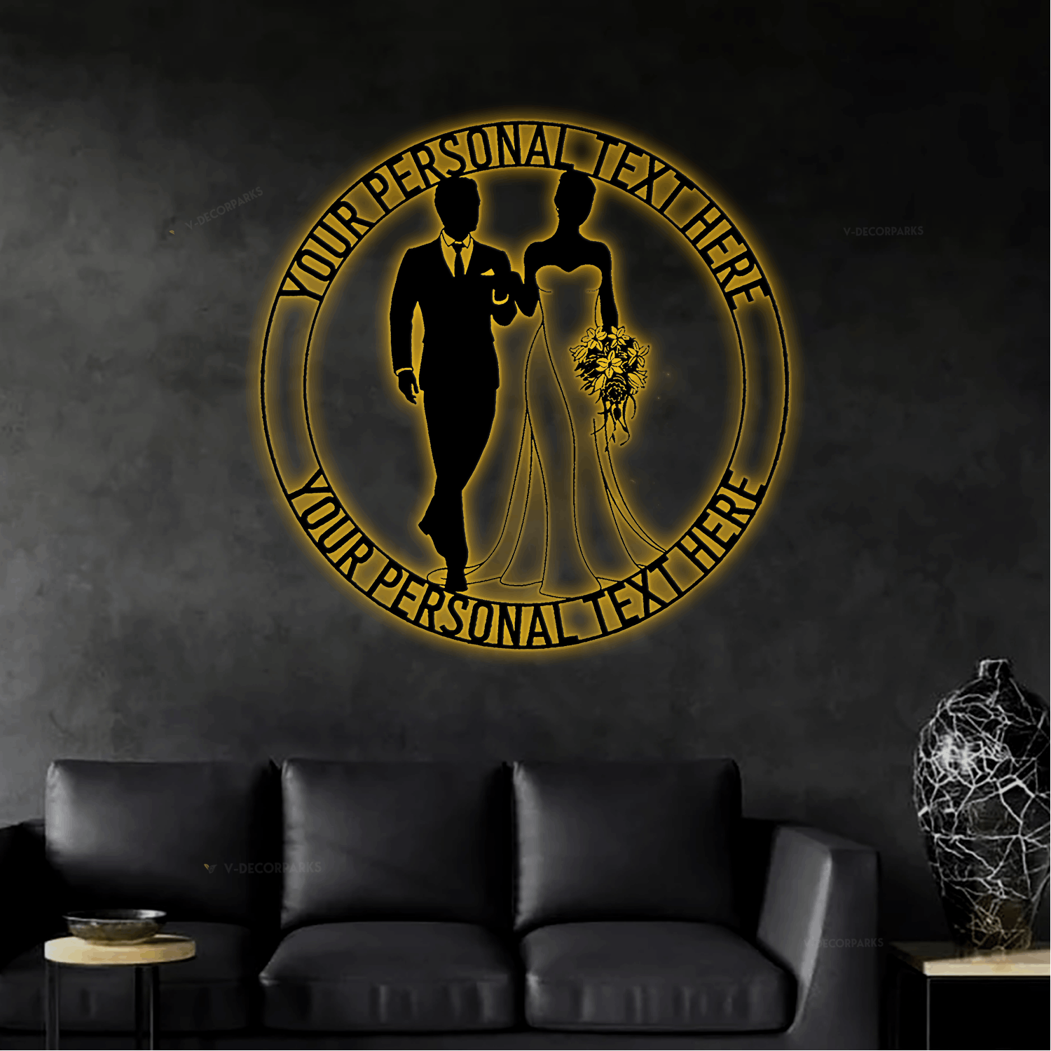 Personalized Wedding Metal Led Lights Sign, Wedding Name Sign Gift ...