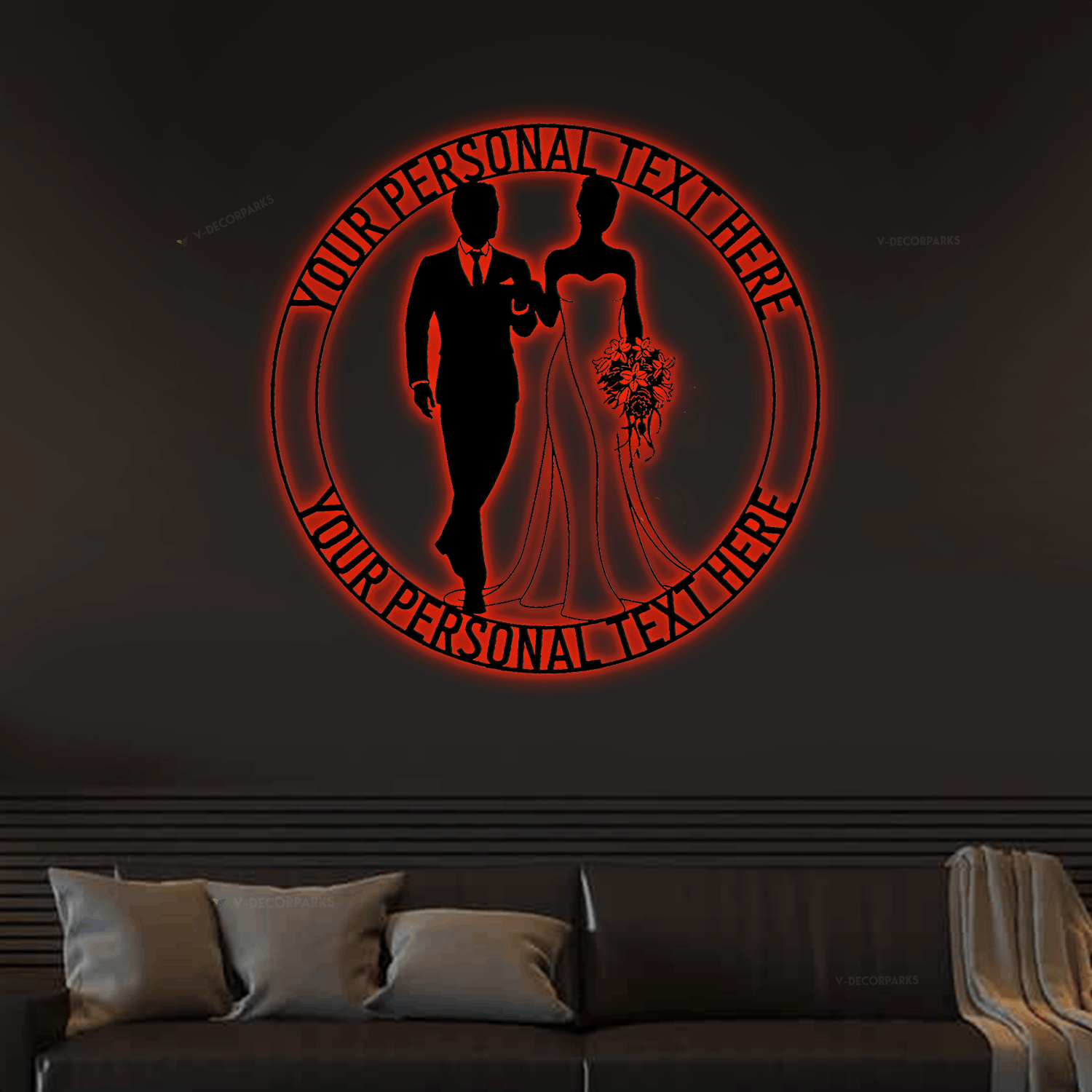 Personalized Wedding Metal Led Lights Sign, Wedding Name Sign Gift ...