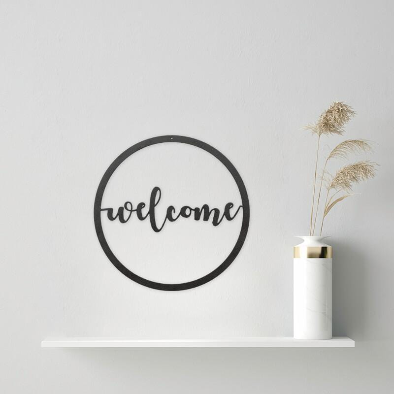 Welcome Circle Metal Sign Wall Decor, Metal Sign Outdoor, Cut Metal ...