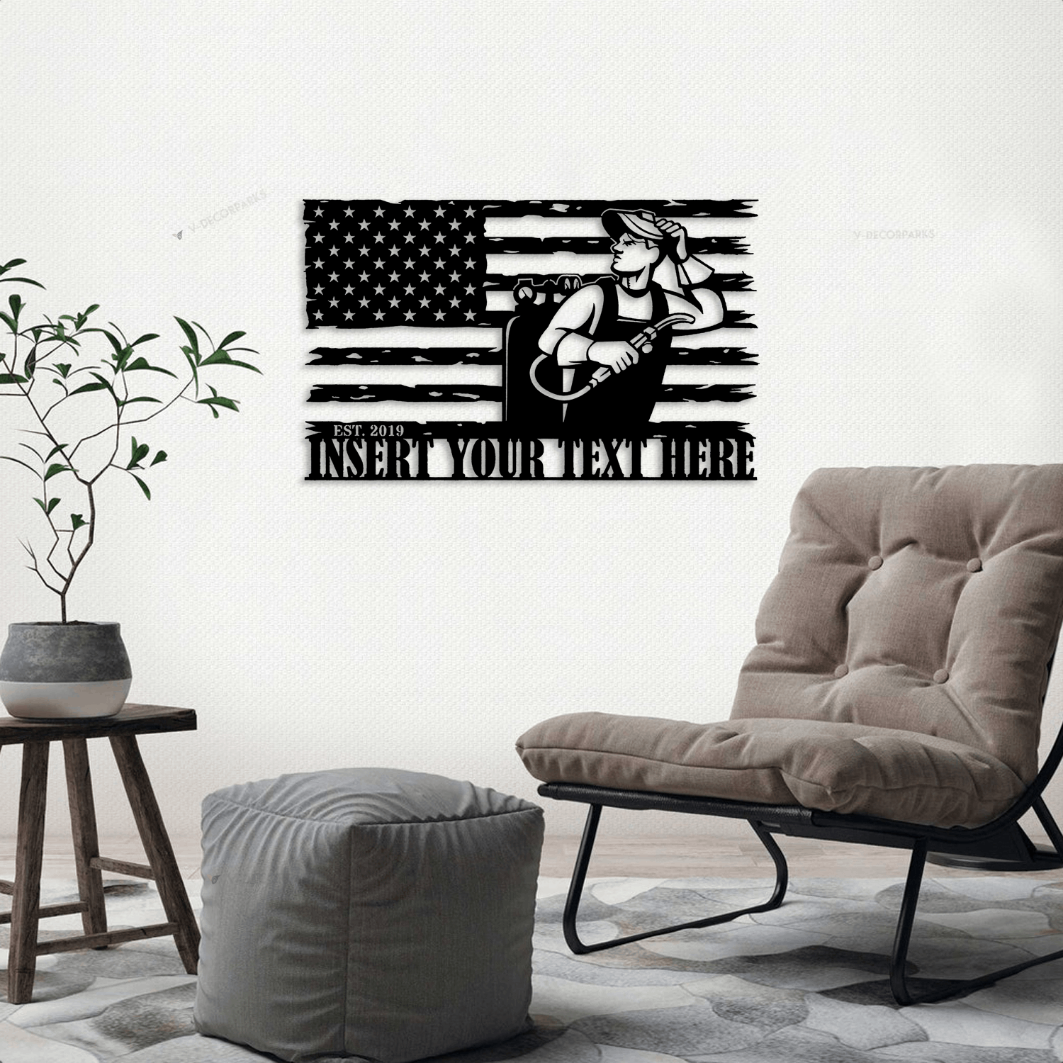 Welder Personalized American Metal With Led Lights Sign, Custom ...