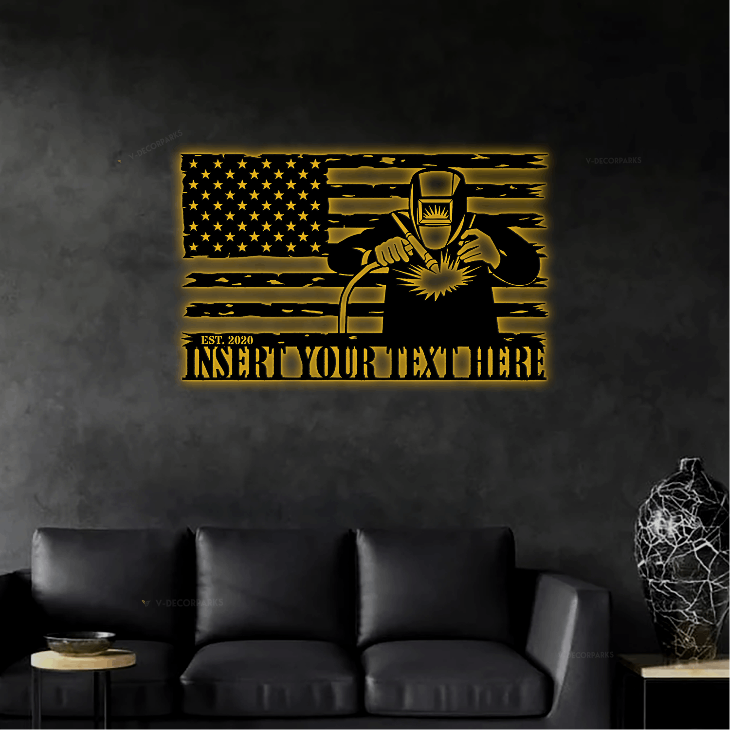 Welder Personalized Metal Led Lights Sign, Custom Fathers Day ...