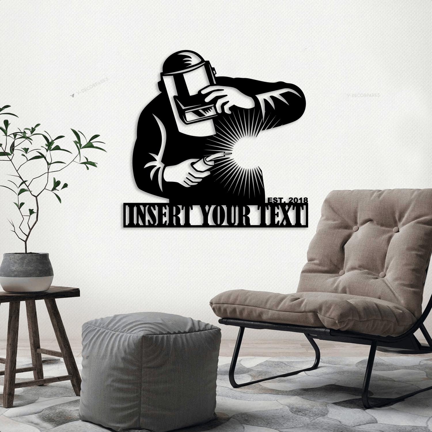 Welder Personalized With Led Lights Metal Sign, Custom Welder Wall ...