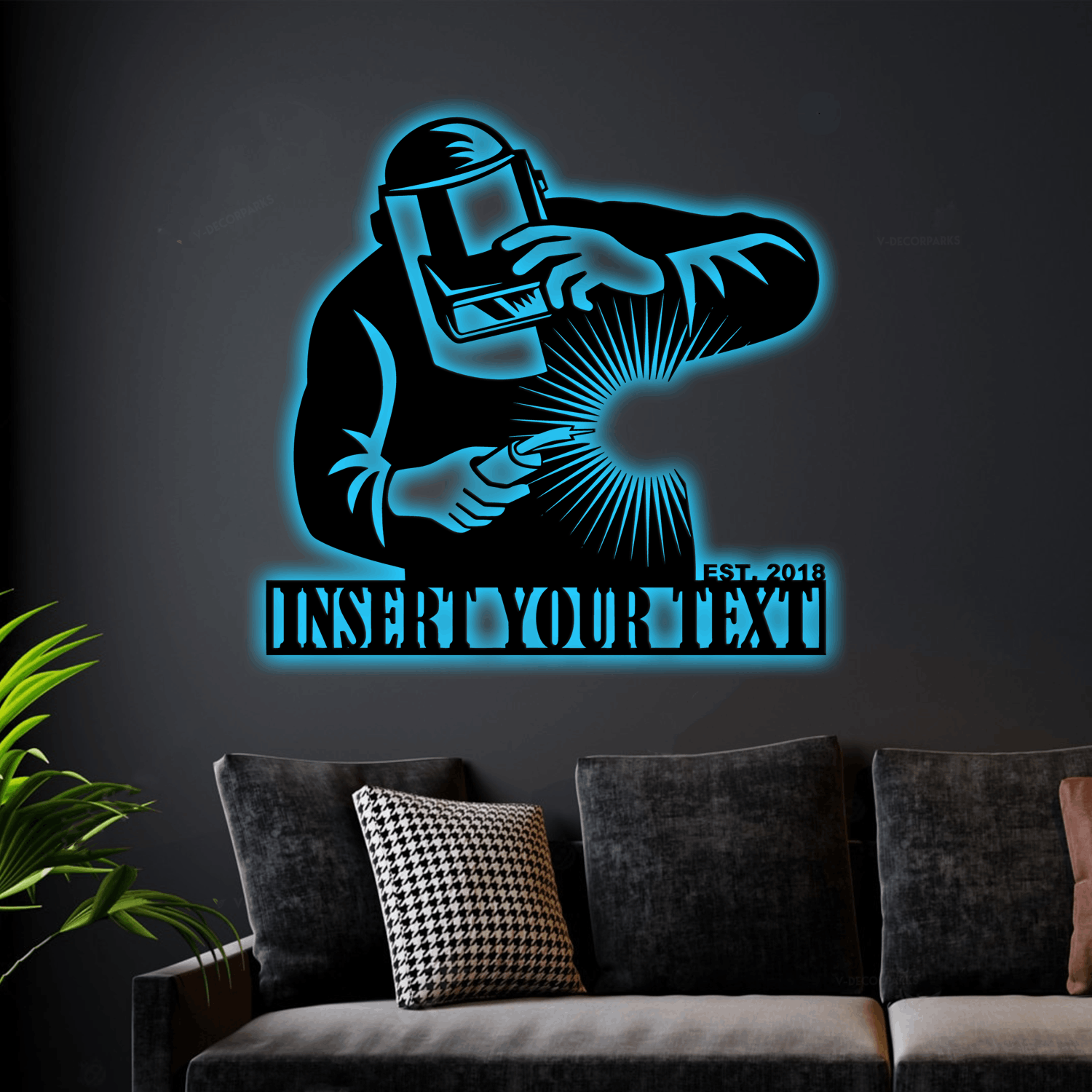 Welder Personalized With Led Lights Metal Sign, Custom Welder Wall ...