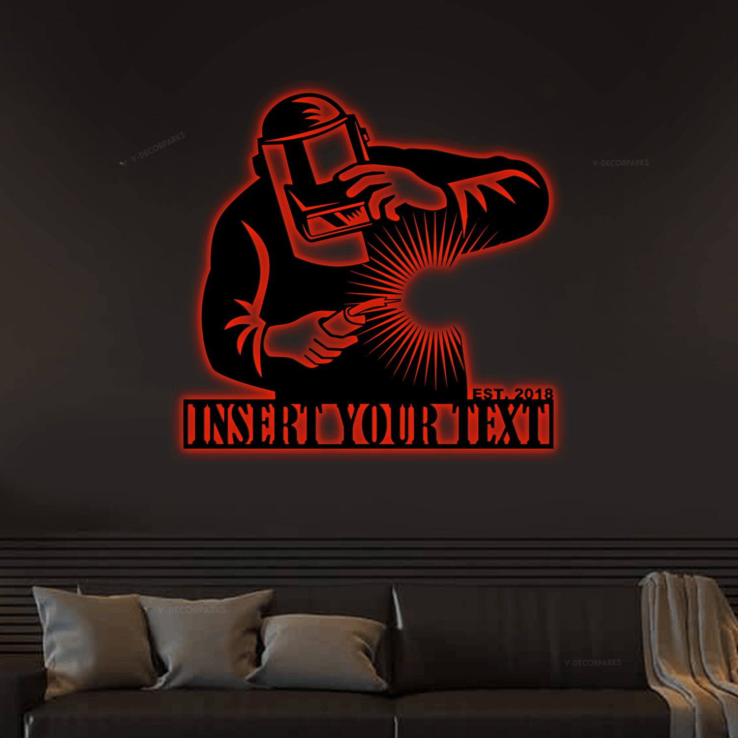 Welder Personalized With Led Lights Metal Sign, Custom Welder Wall ...