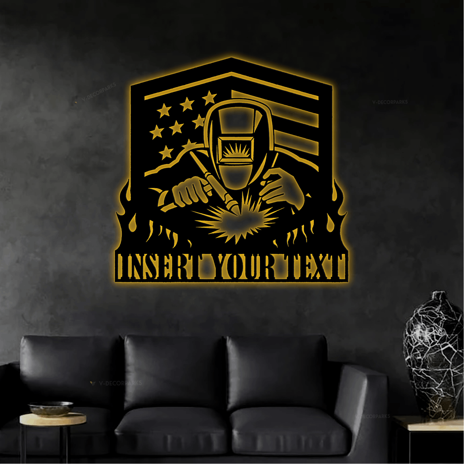 Led Lights Welder Personalized Metal Sign, Welder Metal Wall Sign ...