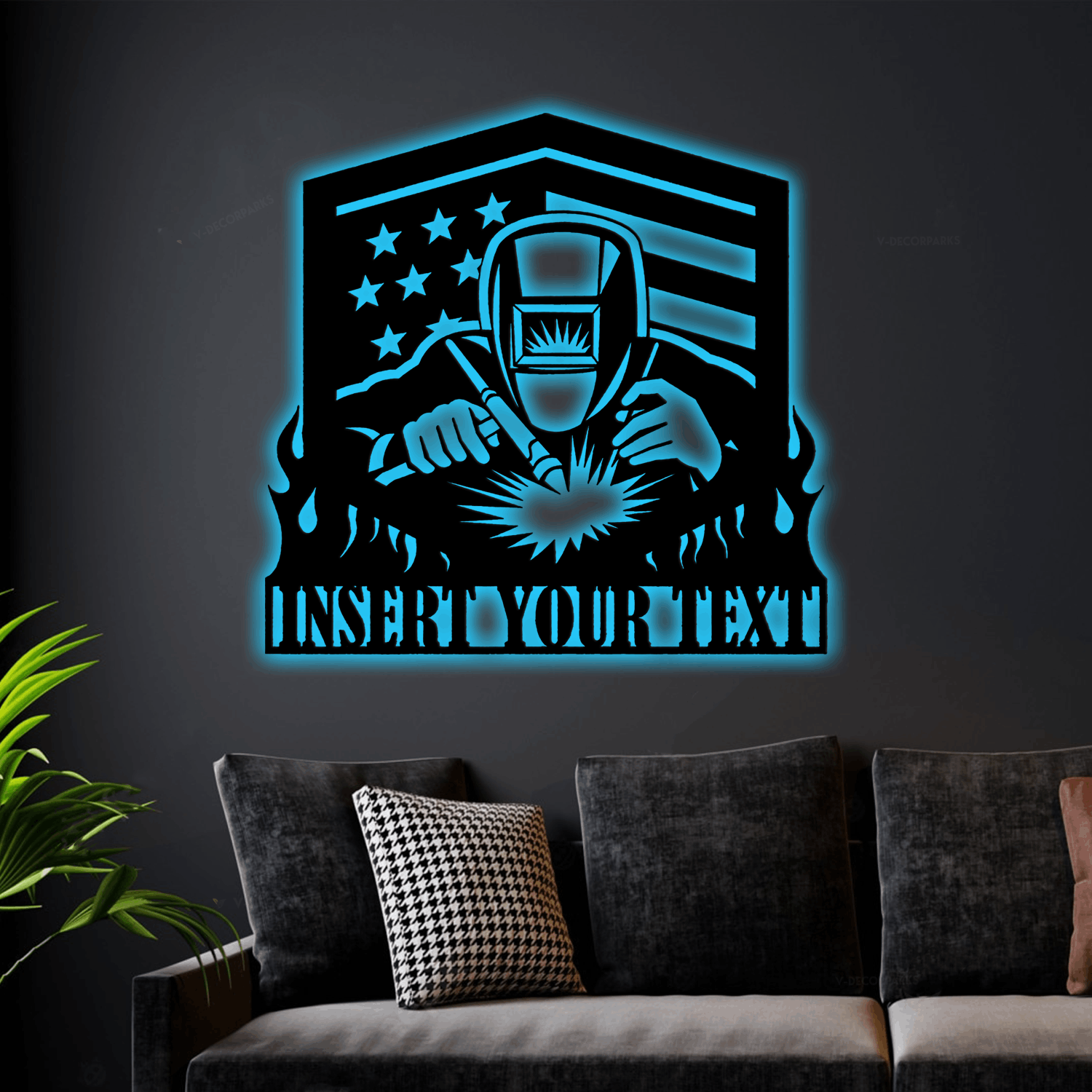 Led Lights Welder Personalized Metal Sign, Welder Metal Wall Sign ...