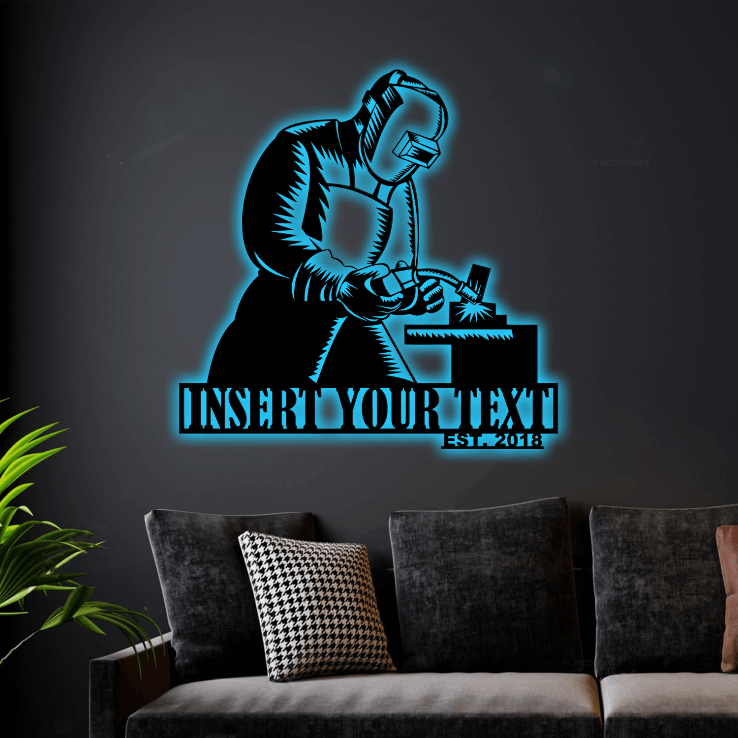 Welder Personalized Shop With Led Lights Metal Sign, Custom Welder Shop ...