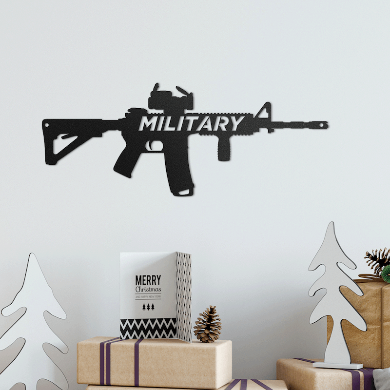Military Rifle Monogram Cut Metal, Metal Art Wall Decor, Cut Wall ...