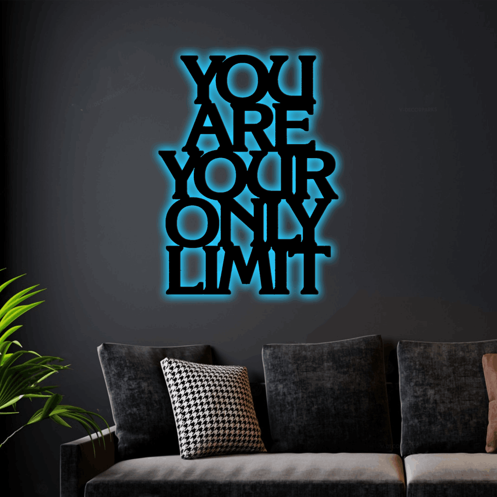 You Are Your Only Limit With Led Lights, Inspirational Metal Wall ...