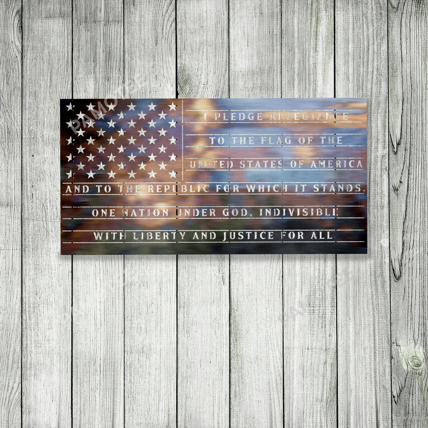 The Pledge Of Allegiance American Flag Metal Art, The Pledge Of ...
