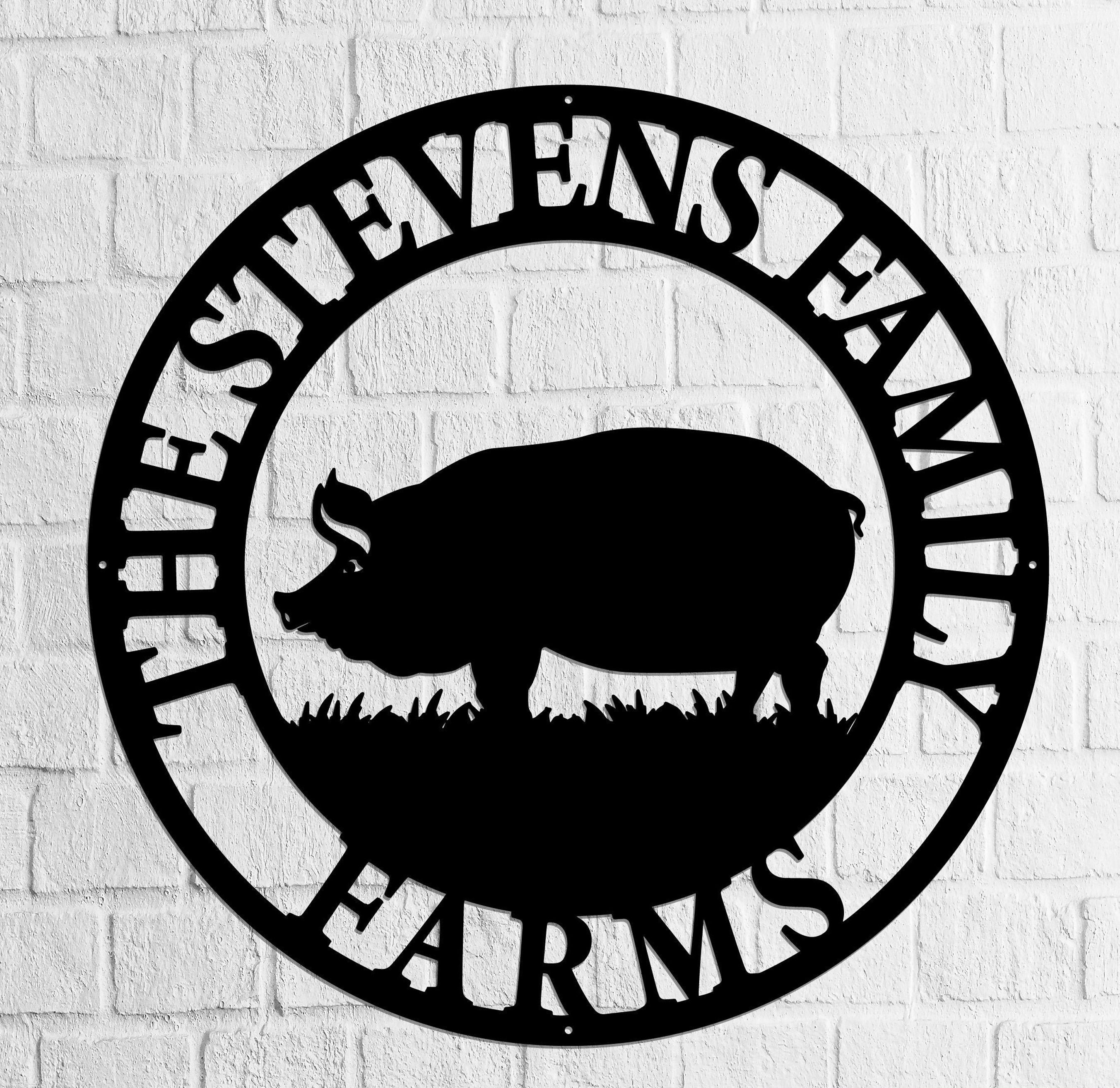 Custom Pig Farm Sign, Animals Farm, Established Sign, Silhouette Farm ...