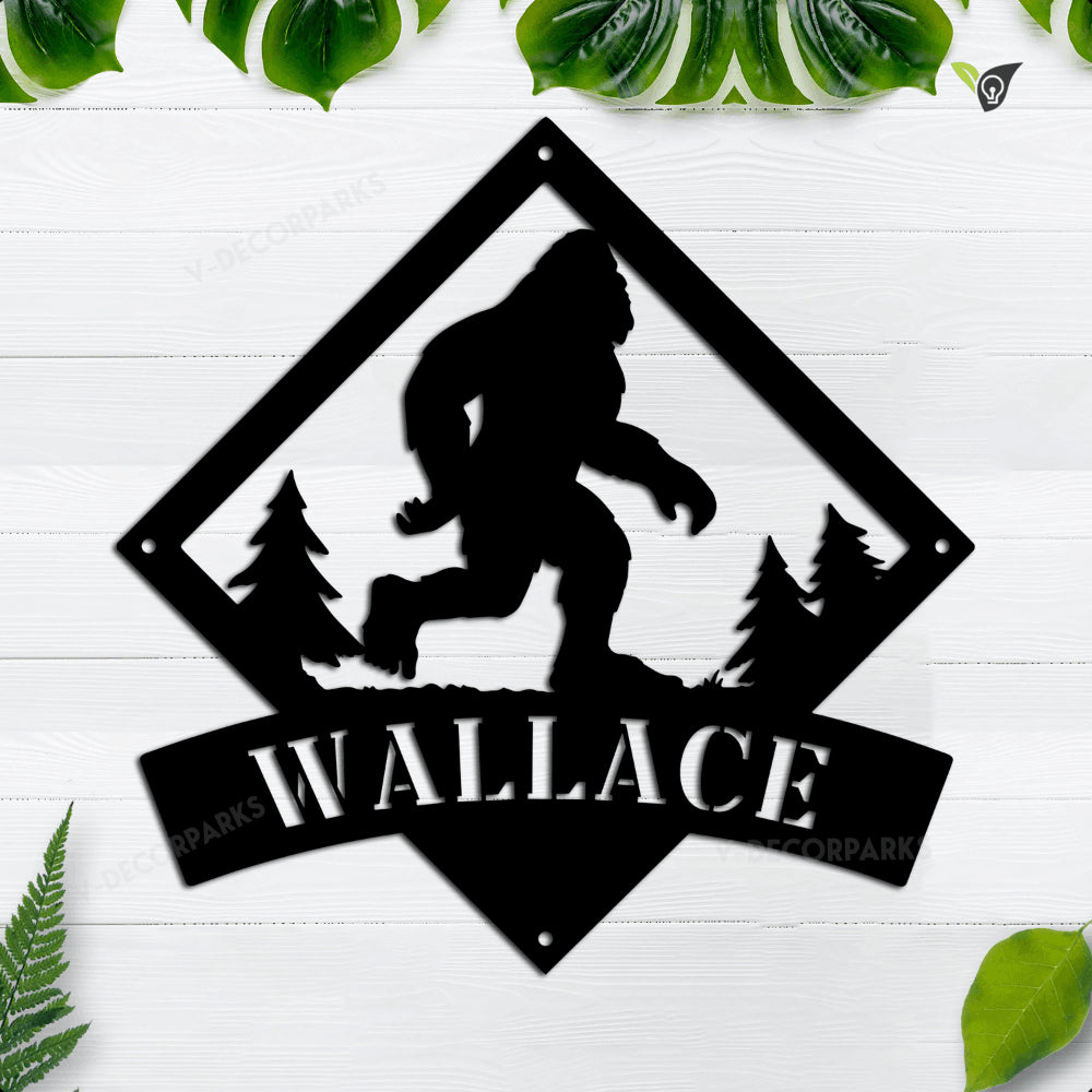 Personalized Bigfoot Crossing Monogram Metal Sign, Sasquatch Name Sign ...