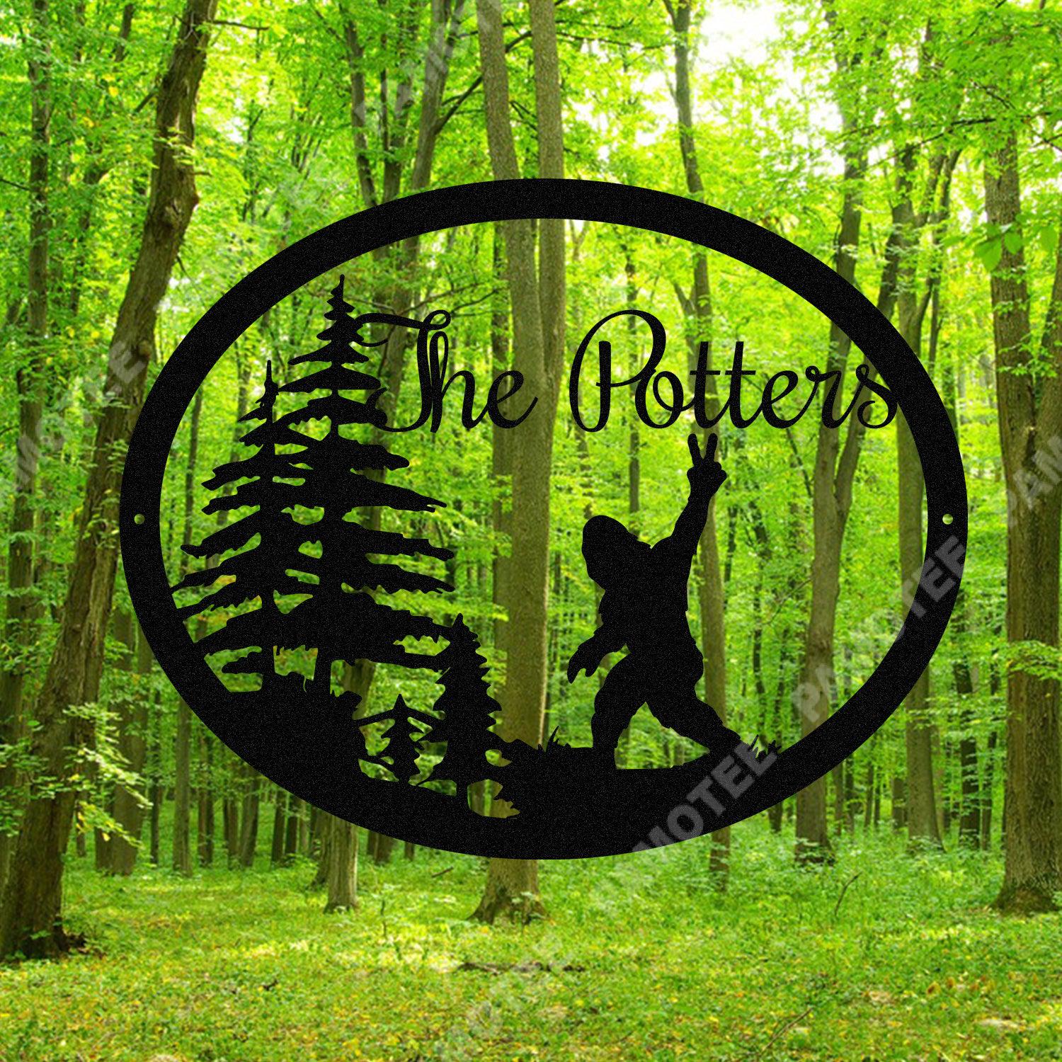 Customized Name Bigfoot Metal Sign, Forrest Lodge Wall Decor | Nalaprint