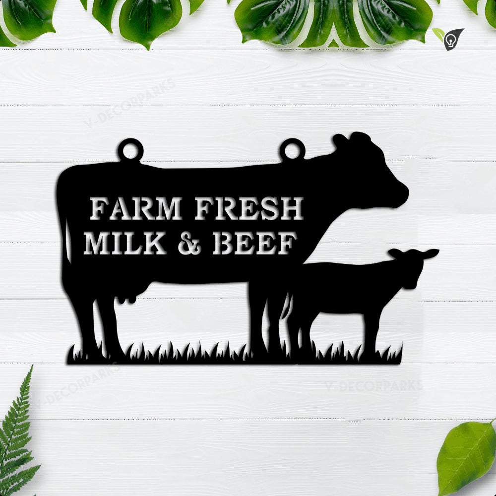 Farm Fresh Milk & Beef Metal Hanging, Cow Ranch Sign, Cow Farm Decor ...