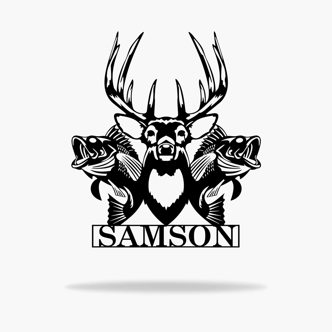 Buck & Bass Monogram, Cut Metal Sign | Nalaprint