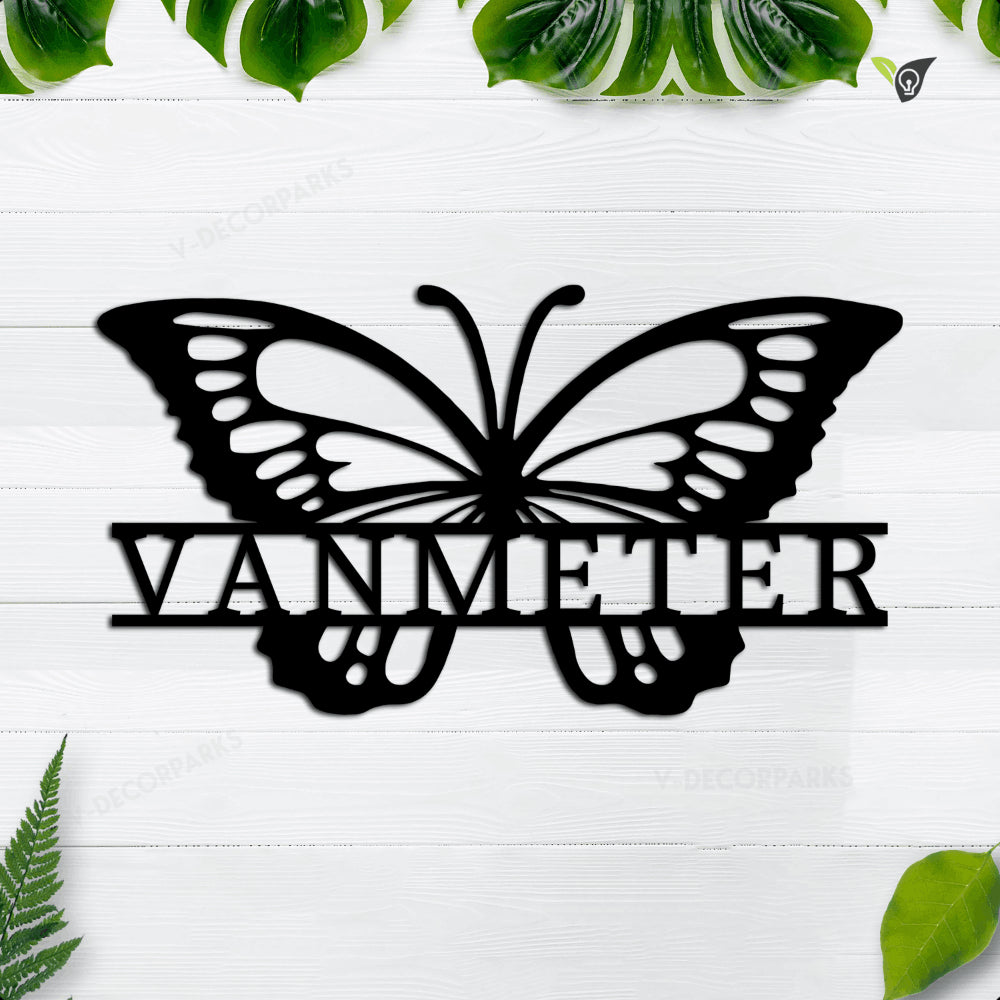 Custom Butterfly And Flower Metal Sign Art, Butterfly Metal Sign ...