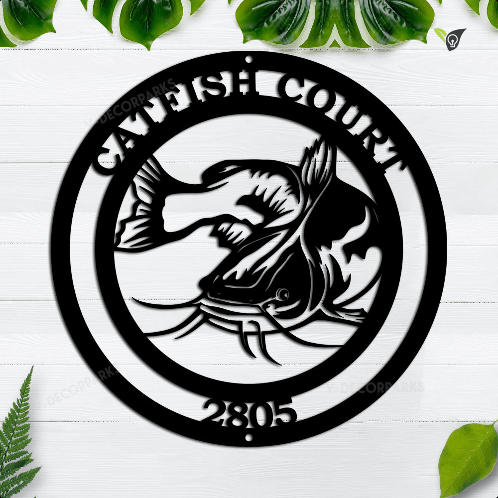 Custom Catfish Fishing Metal Wall Art, Personalized Catfish Name Sign ...