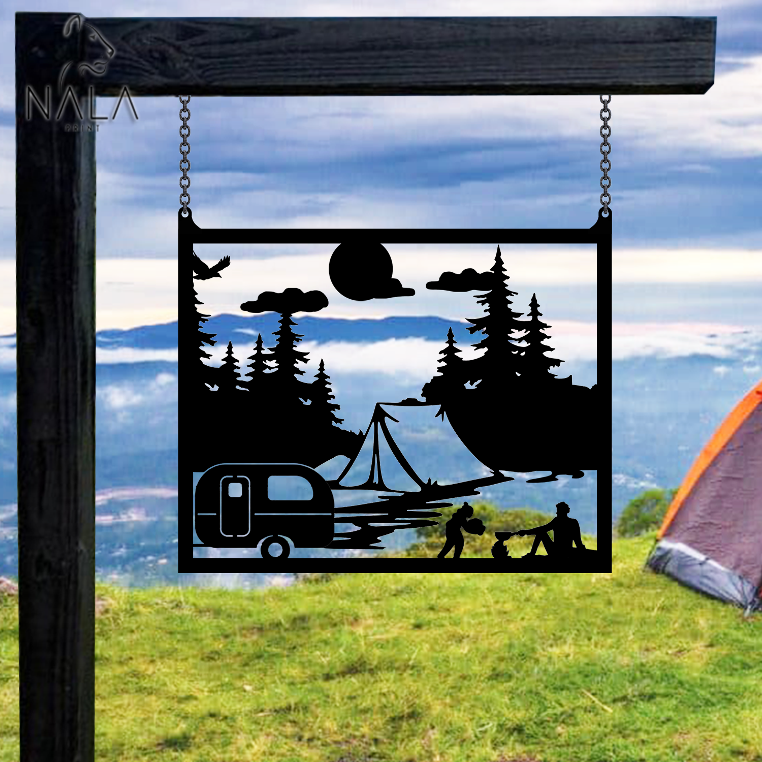 Personalized Name Camping Metal Gate Decor, Camping Metal Hanging Sign ...