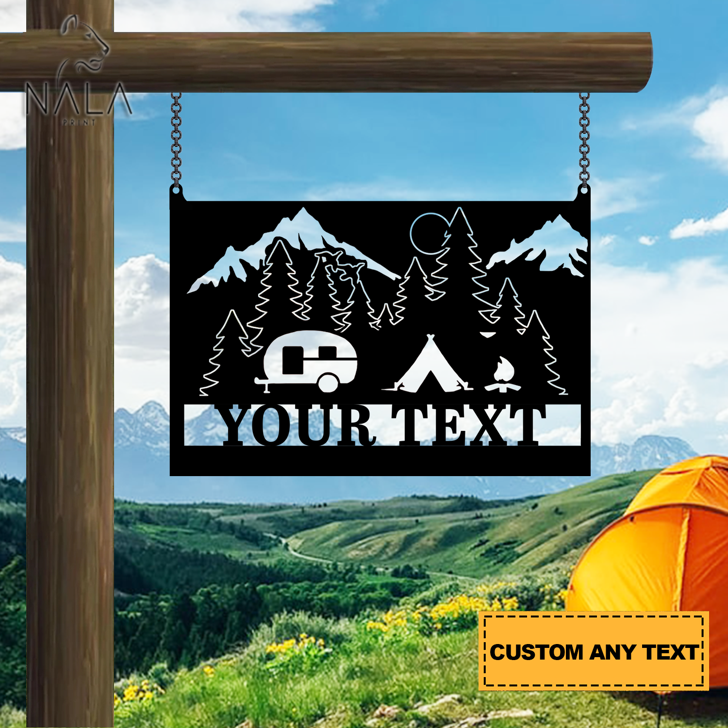 Custom Camping Metal Gate Sign, Campervan Welcome Metal Hanging Art ...