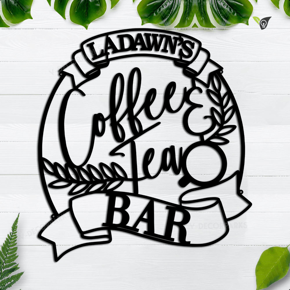 Personalized Coffee & Tea Bar Metal Sign, Custom Laser Cut Name ...