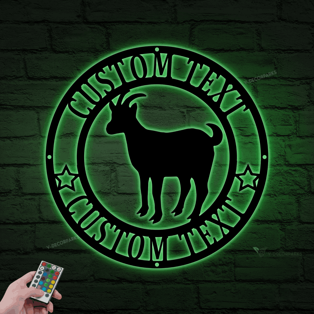 Custom Metal Goat Sign With Led Lights, Livestock Metal Pen Sign ...