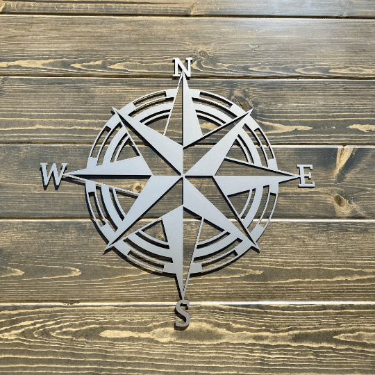 Decorative Metal Compass Nautical Wall Art, Cut Metal Sign, Metal Wall ...