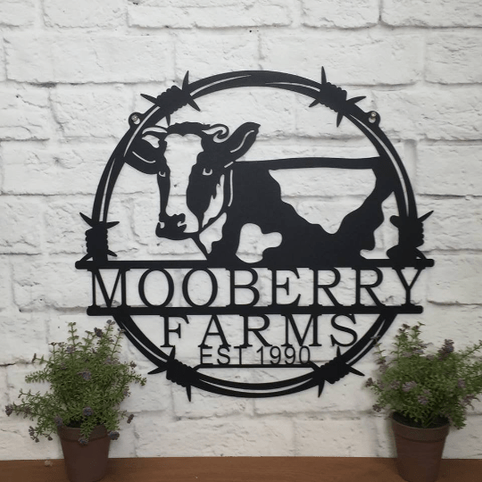 Barbed Wire Cattle Farm Sign, Cut Metal Sign, Metal Wall Art, Metal ...