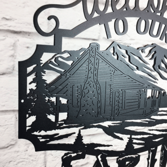 Laser Cut Cabin Sign, Cut Metal Sign, Metal Wall Art, Metal House Sign ...