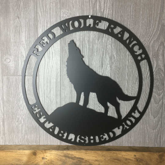 Howling Wolf Metal Ranch Sign, Cut Metal Sign, Metal Wall Art, Metal ...