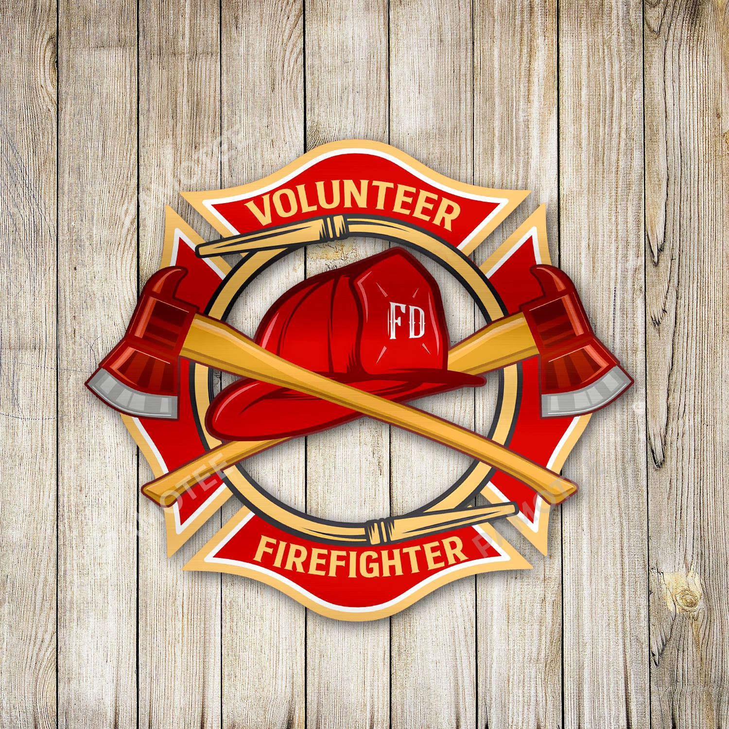 Volunteer Firefighter Symbol Metal Art, Firemen Laser Cut Wall Hanging ...