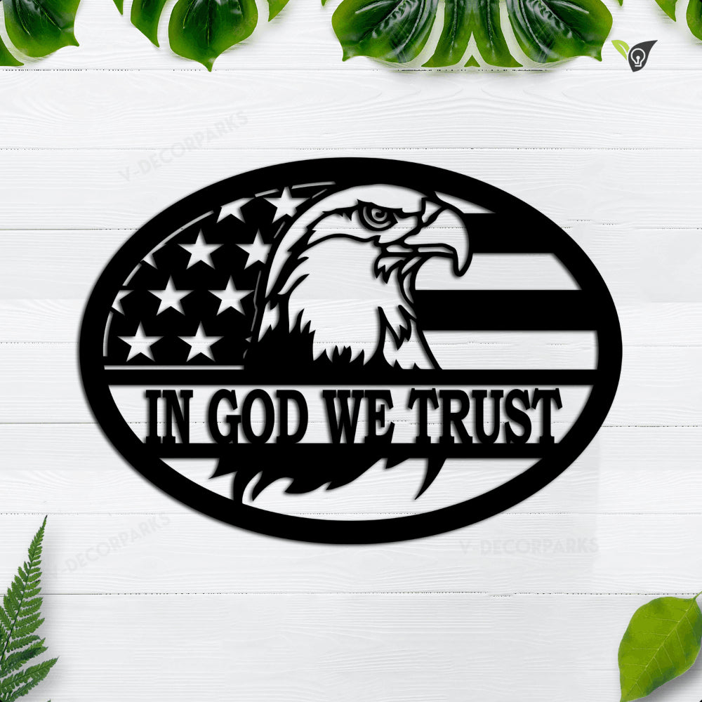 American Eagle Flag Metal Sign, In God We Trust Sign, American Flag ...