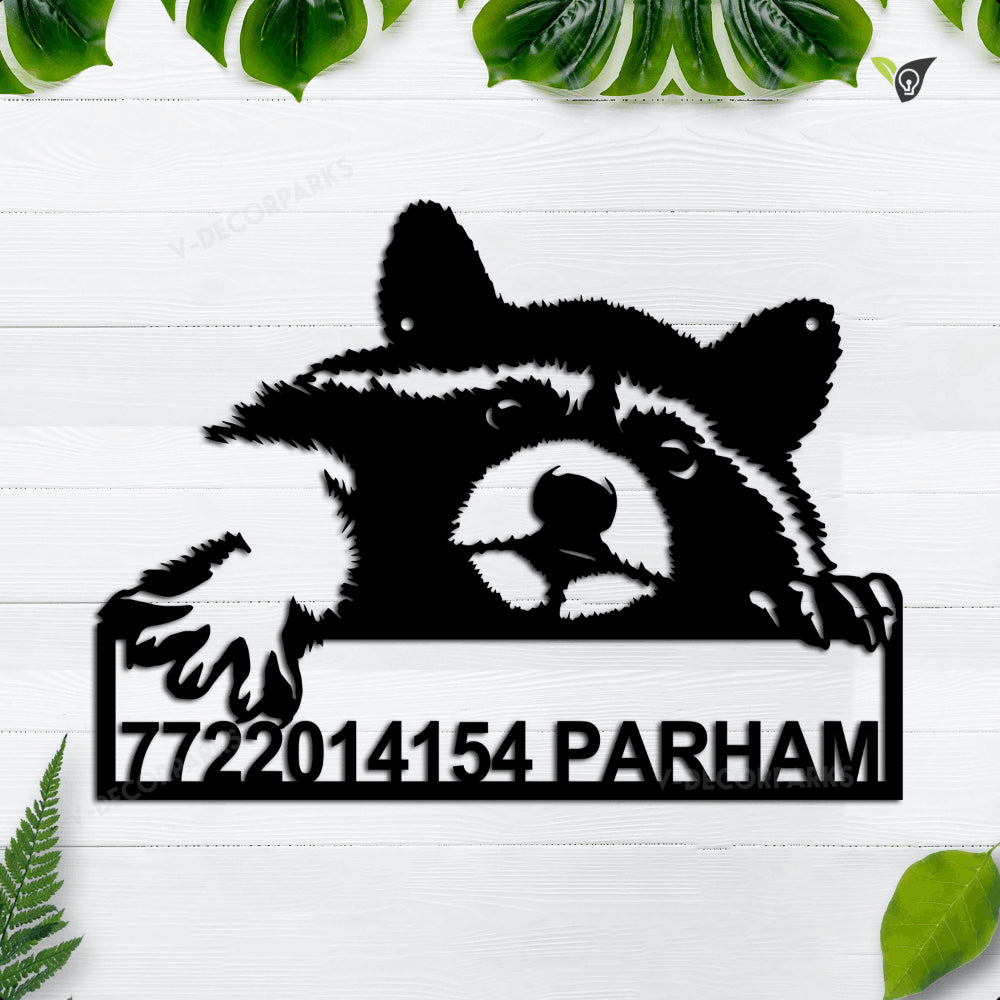 Personalized Raccoon Metal Sign Art, Custom Raccoon Metal Sign, Animal ...