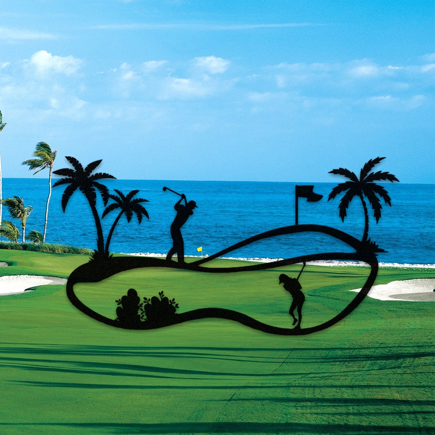 Golf Course Metal Art, Steel Door Hanging, Man Cave Wall Art | Nalaprint