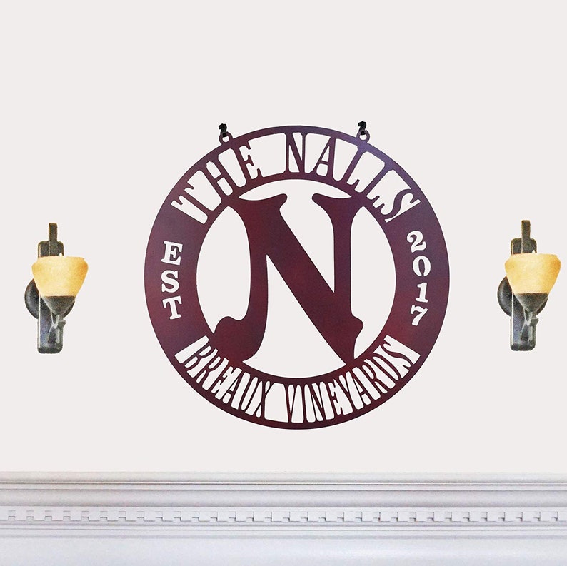 Custom Round Metal Name Sign, Personalized Last Name Steel Metal Sign ...